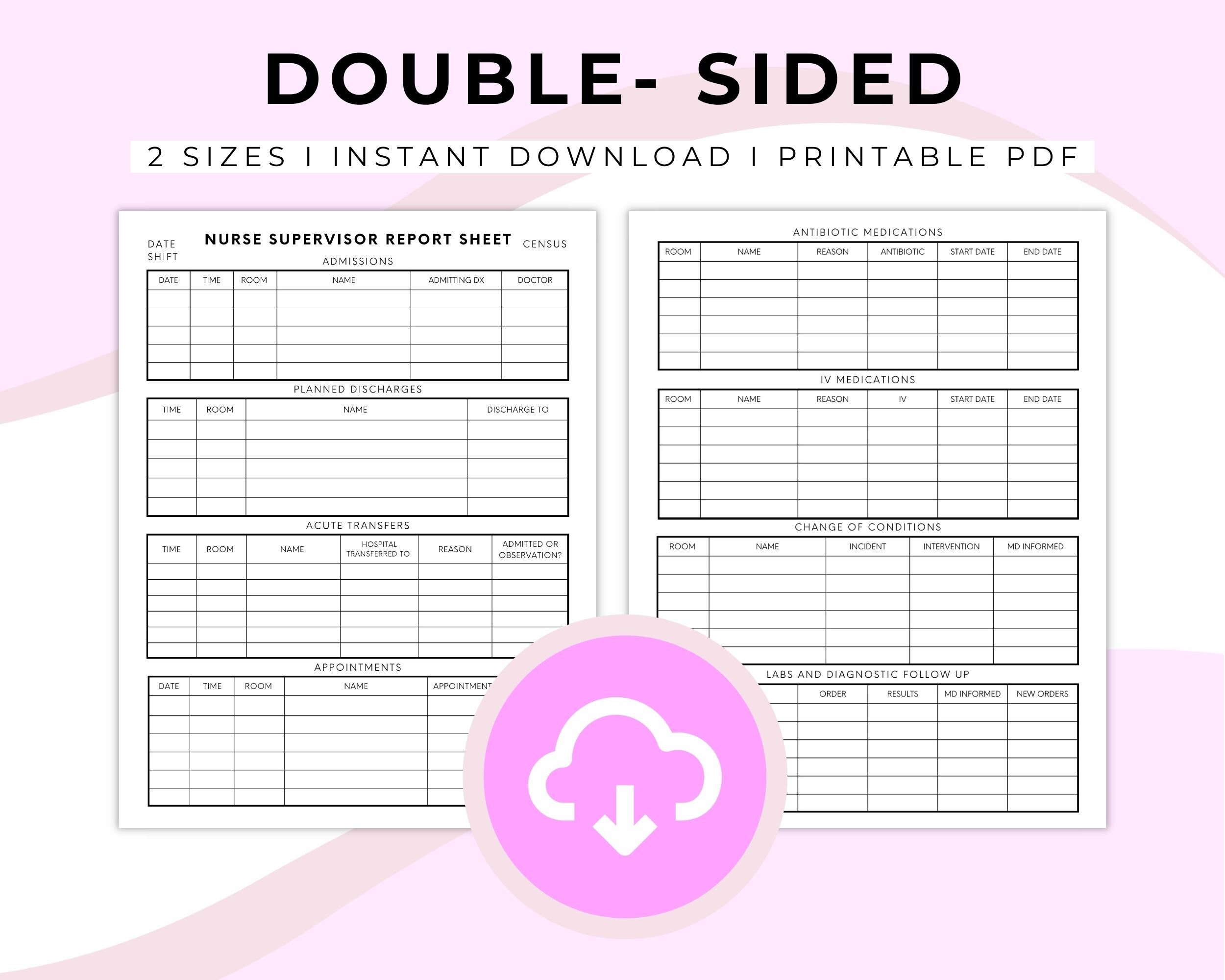 Long Term Care Report Sheet, Skilled Nursing Facility Report Sheet, LTC ...