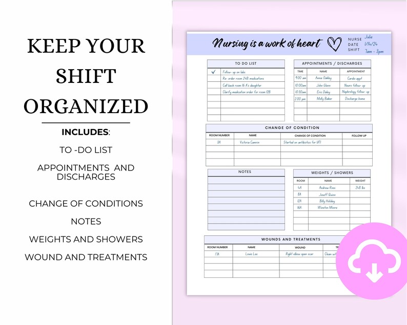 Long-term Care Shift Bundle, Skilled Nursing Home Organizer, LVN LPN ...