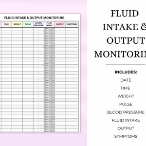 Fluid Intake and Output Monitoring Sheet - Etsy