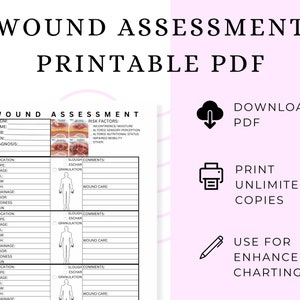 Wound Assessment Printable PDF, Wound Care Documentation, Wound Nurse ...