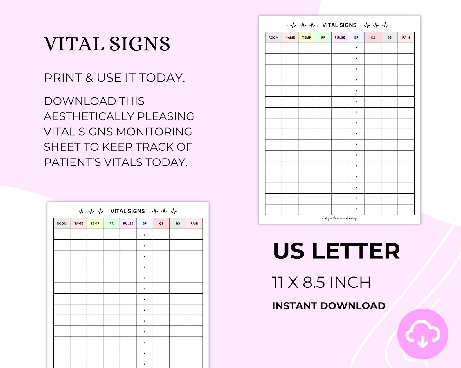 Vital Signs Monitoring Sheet - Etsy
