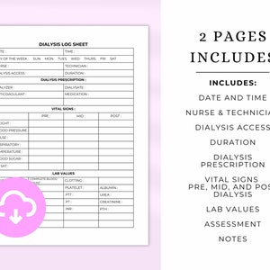 Dialysis Charting Printable PDF, Home Dialysis Documentation ...