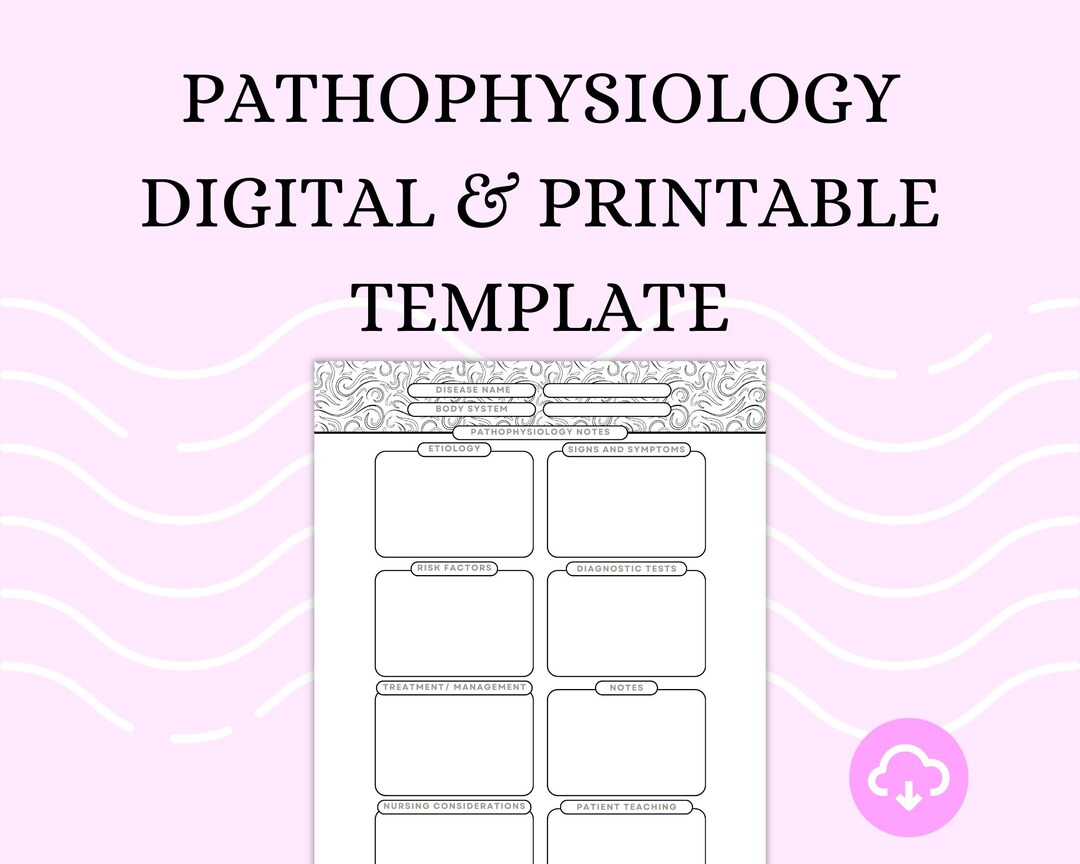 Nursing Pathophysiology Editable PDF Note-taking Template ...