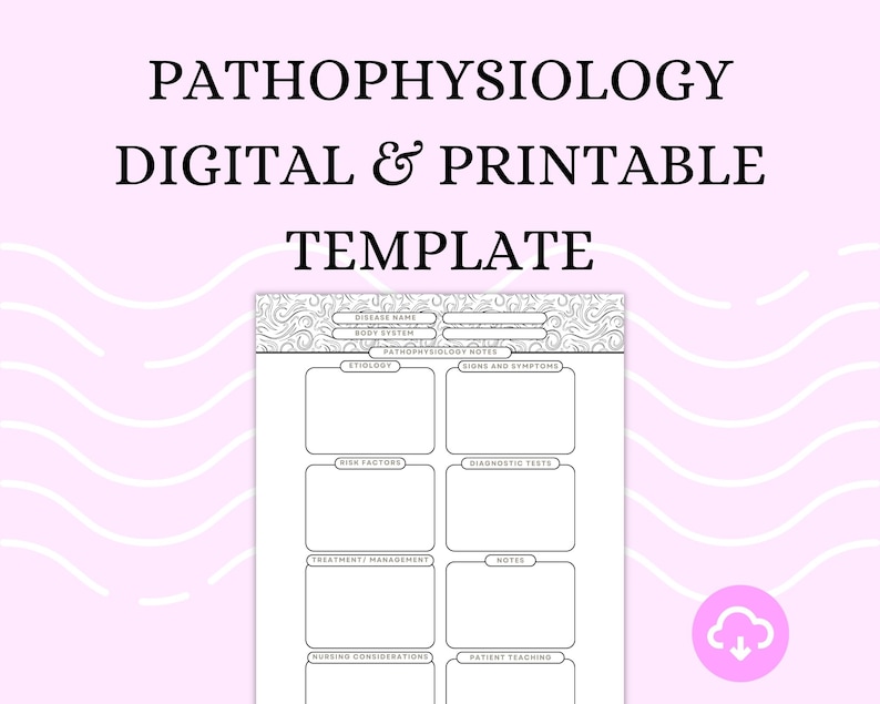 Nursing Pathophysiology Editable PDF Note-taking Template ...