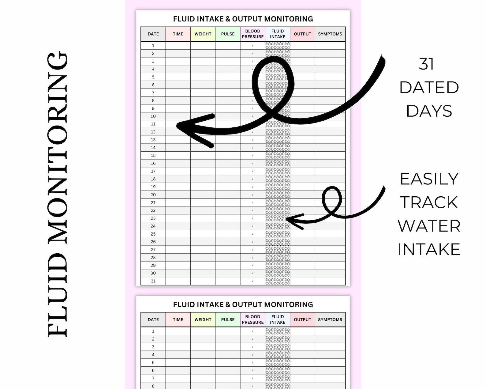 Fluid Intake and Output Monitoring Sheet - Etsy