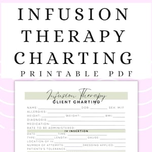 Infusion Therapy Charting, IV Hydration Assessment, IV Vitamin Therapy ...