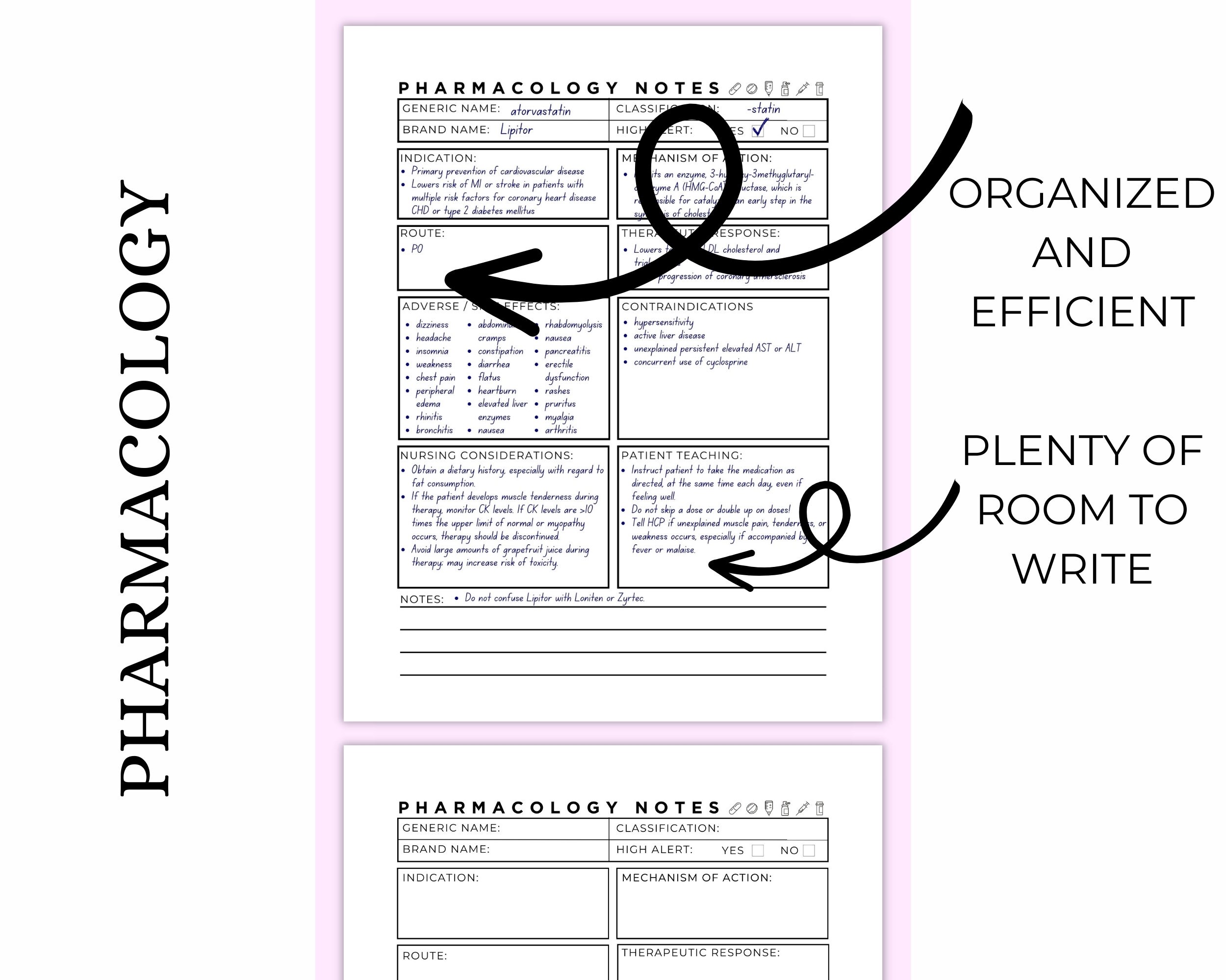 Nursing Pharmacology Blank Note-taking Template - Etsy