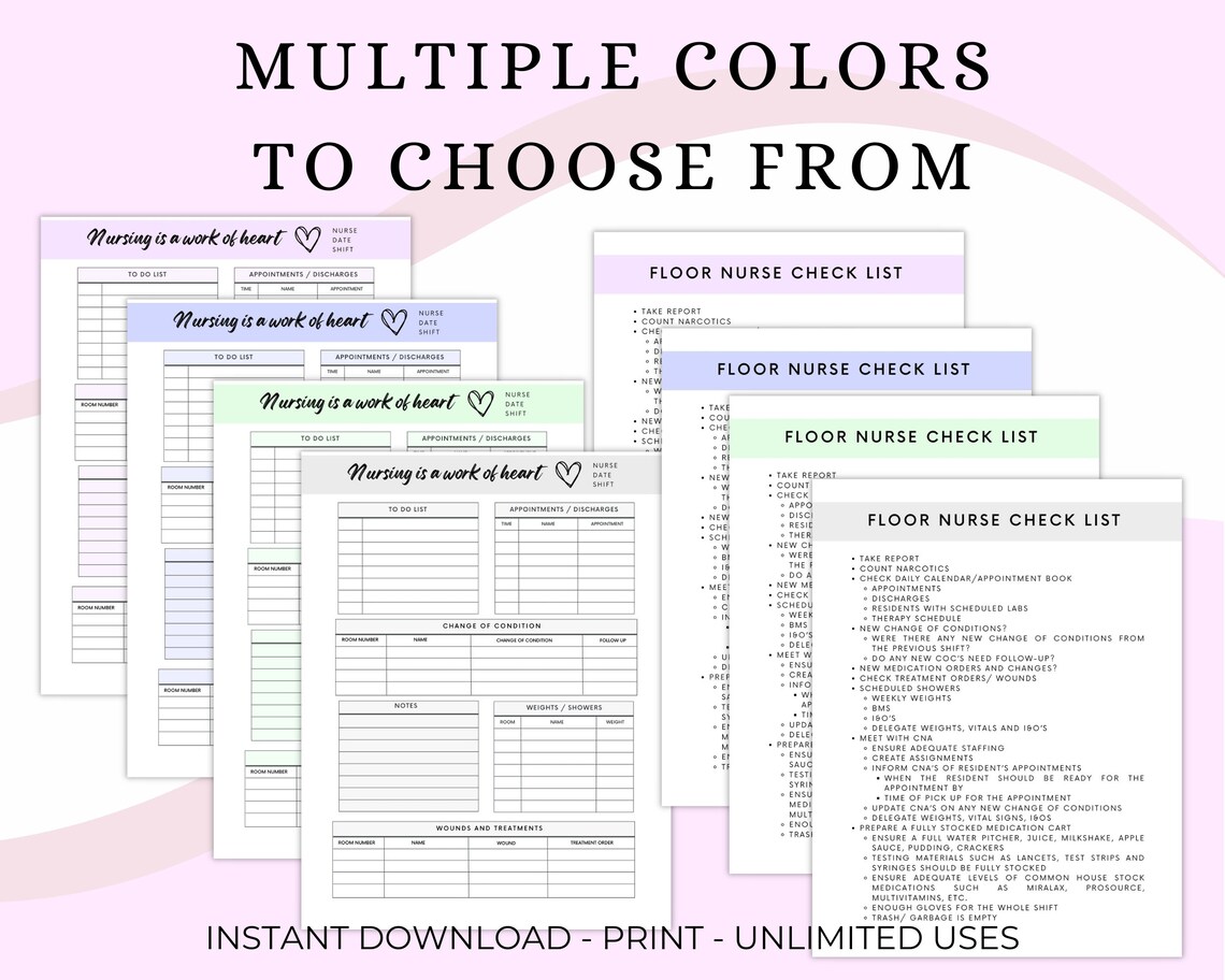 Charge Nurse Report Sheet, LVN Nursing Documentation, LPN Charting ...