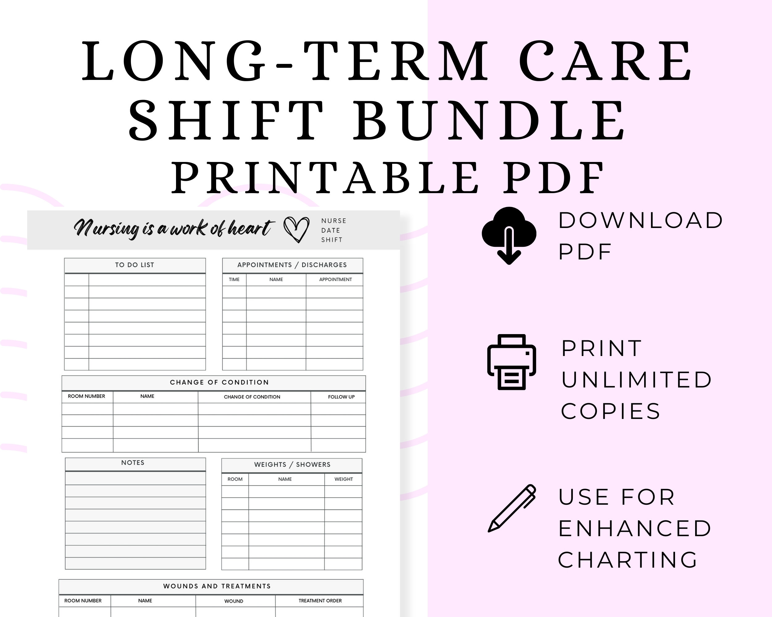 Charge Nurse Report Sheet, LVN Nursing Documentation, LPN Charting ...