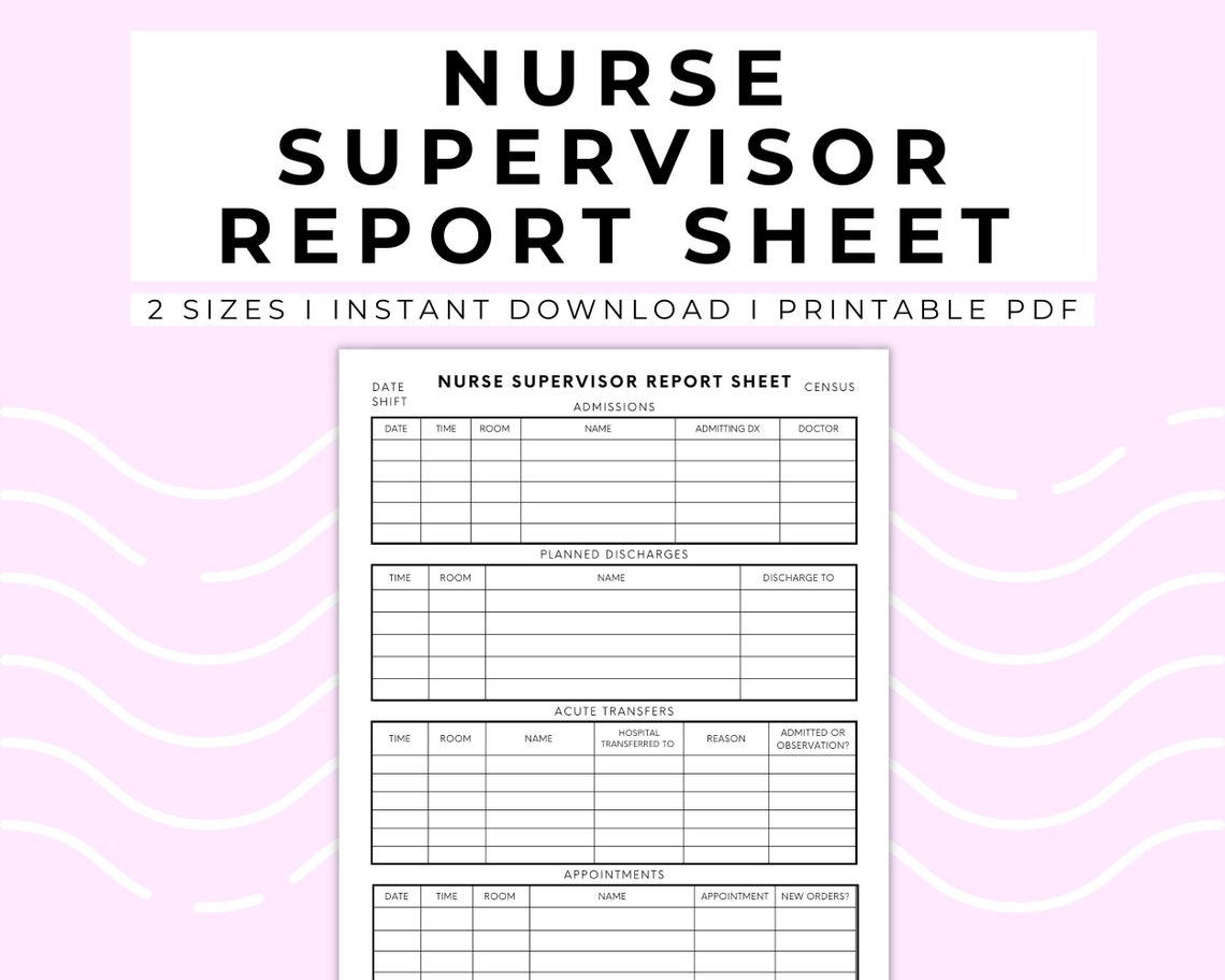 Long Term Care Report Sheet, Skilled Nursing Facility Report Sheet, LTC ...