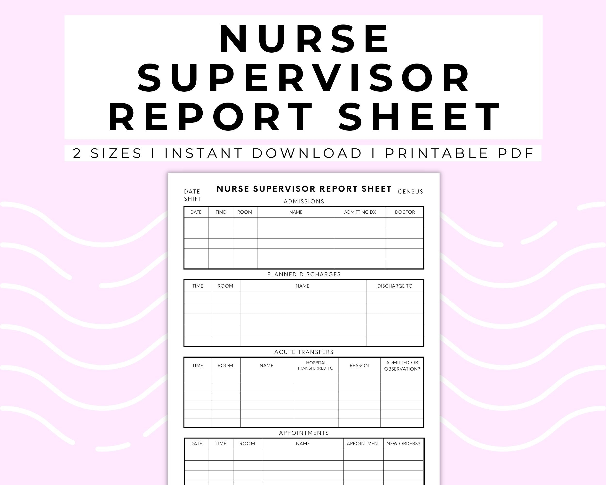 Long Term Care Report Sheet, Skilled Nursing Facility Report Sheet, LTC ...