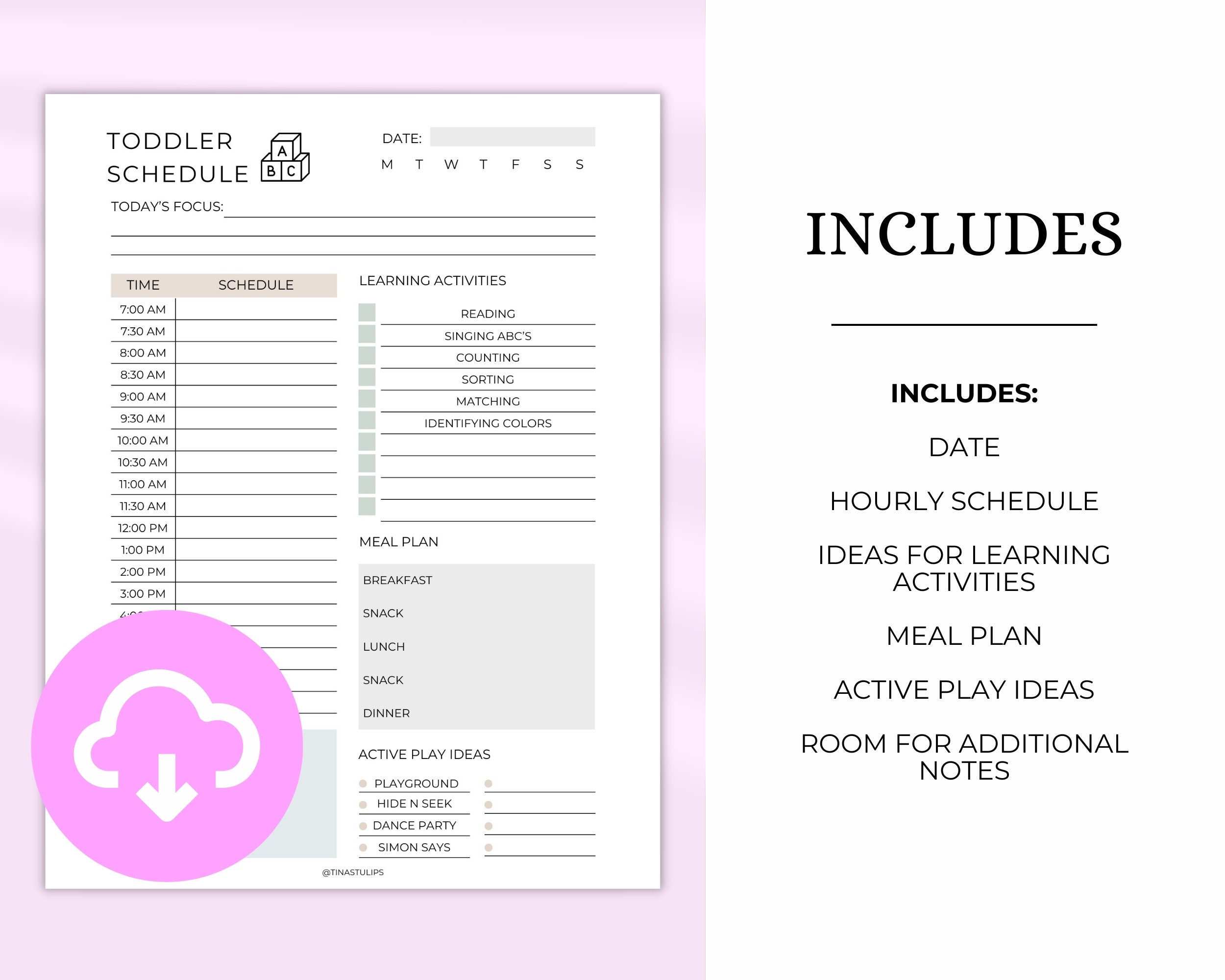 Daily Toddler Schedule Printable - Etsy