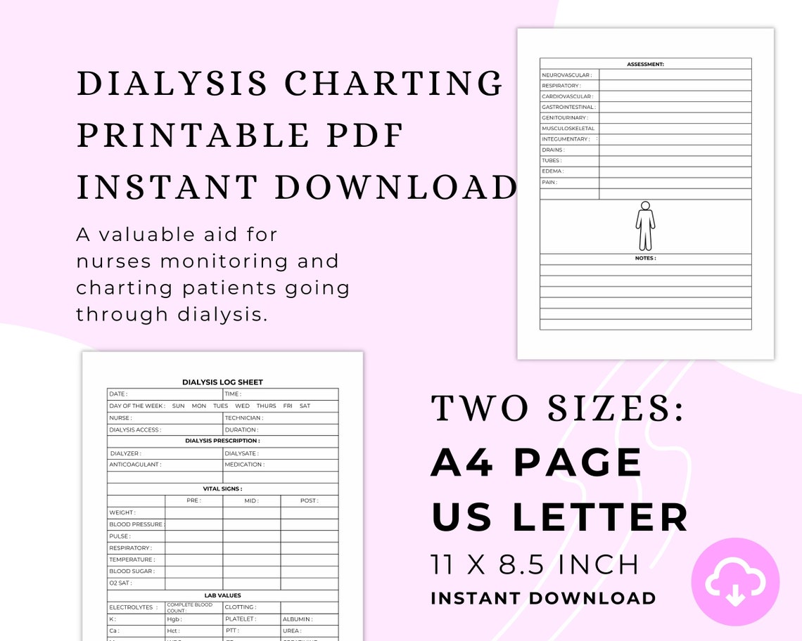 Dialysis Charting Printable PDF, Home Dialysis Documentation ...