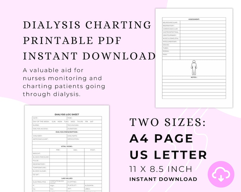 Dialysis Charting Printable PDF, Home Dialysis Documentation ...