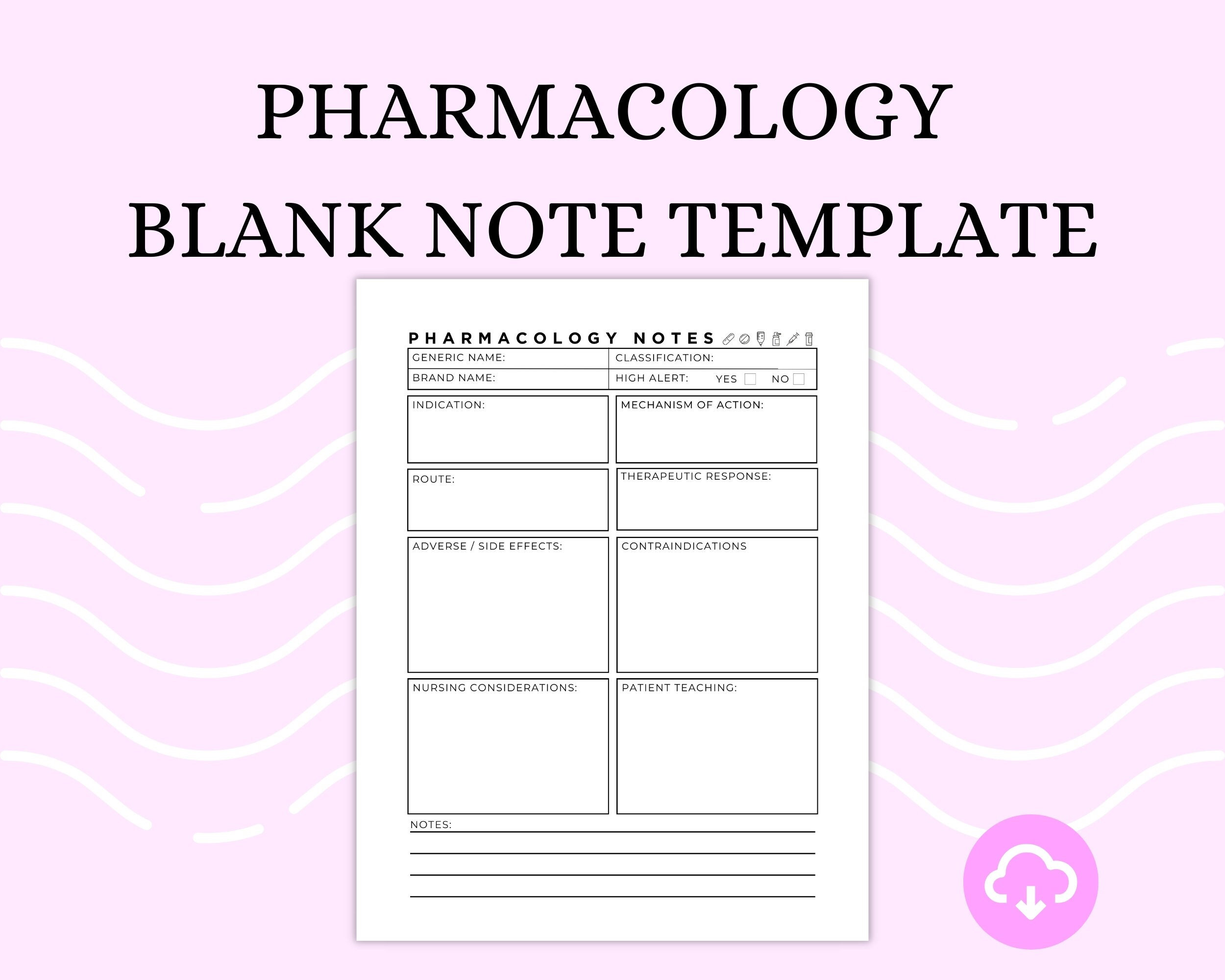 Nursing Pharmacology Blank Note-taking Template - Etsy