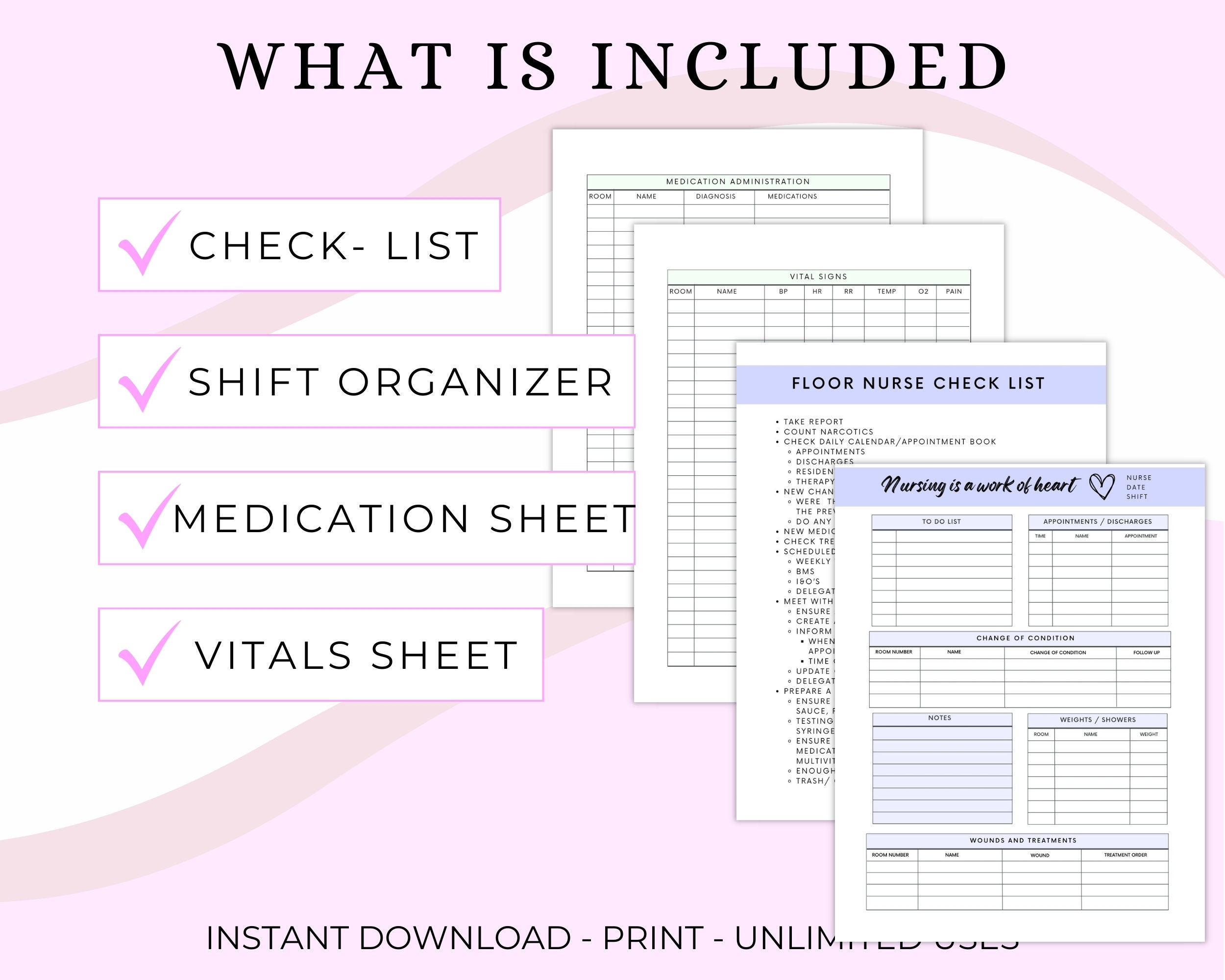 Long-term Care Shift Bundle, Skilled Nursing Home Organizer, LVN LPN ...