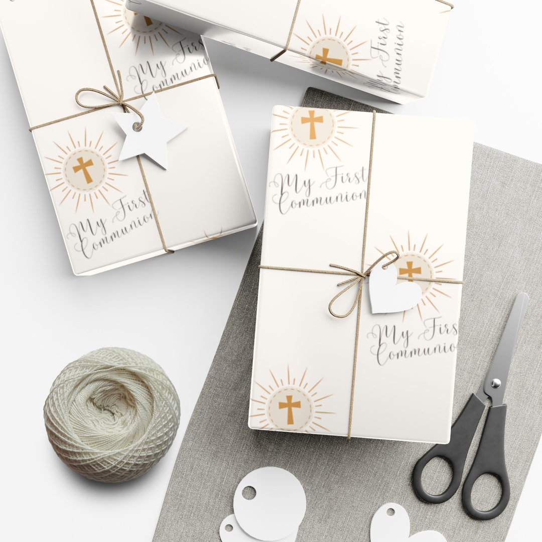 First Holy Communion Gift Wrap, Religious Gift Wrapping Paper, Gift ...