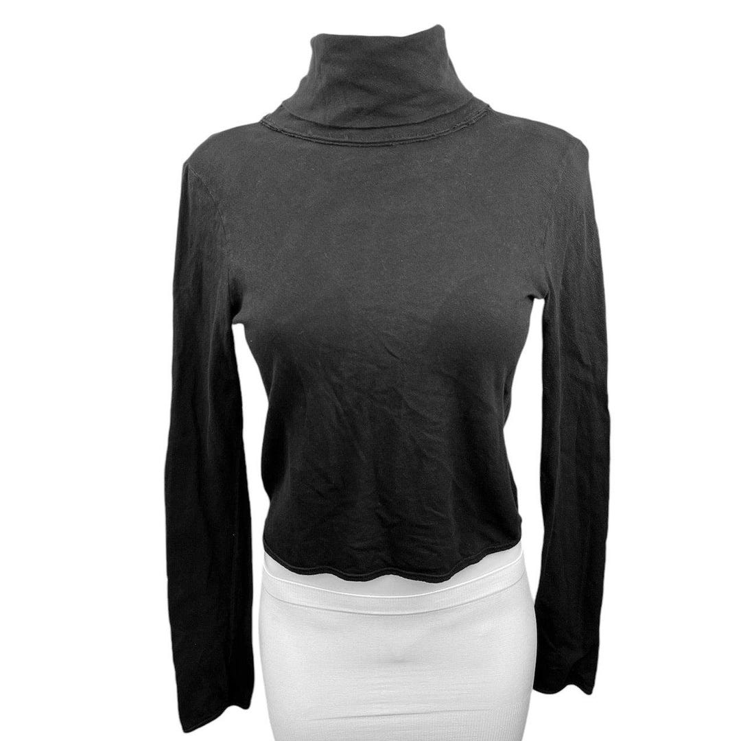 Jaded London Black Turtleneck Open Back Pullover Chic Long Sleeve Top ...