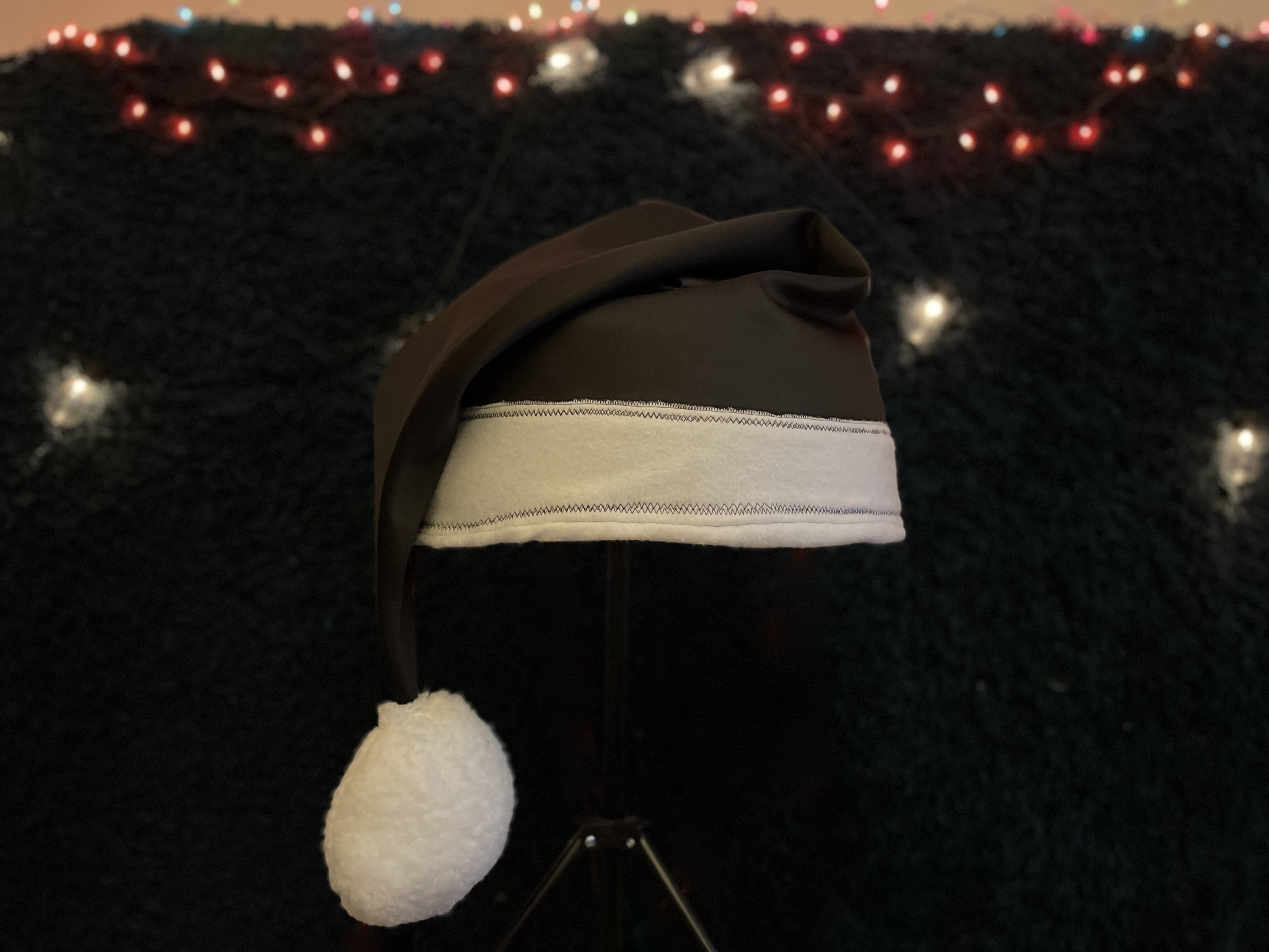 BLACK SATIN W/zig Zag Stitch: Handmade Santa Hat for Giant Home Depot ...