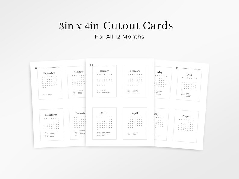 2024 Small Calendar 3x4, Monthly Calendar Printable With Holidays ...