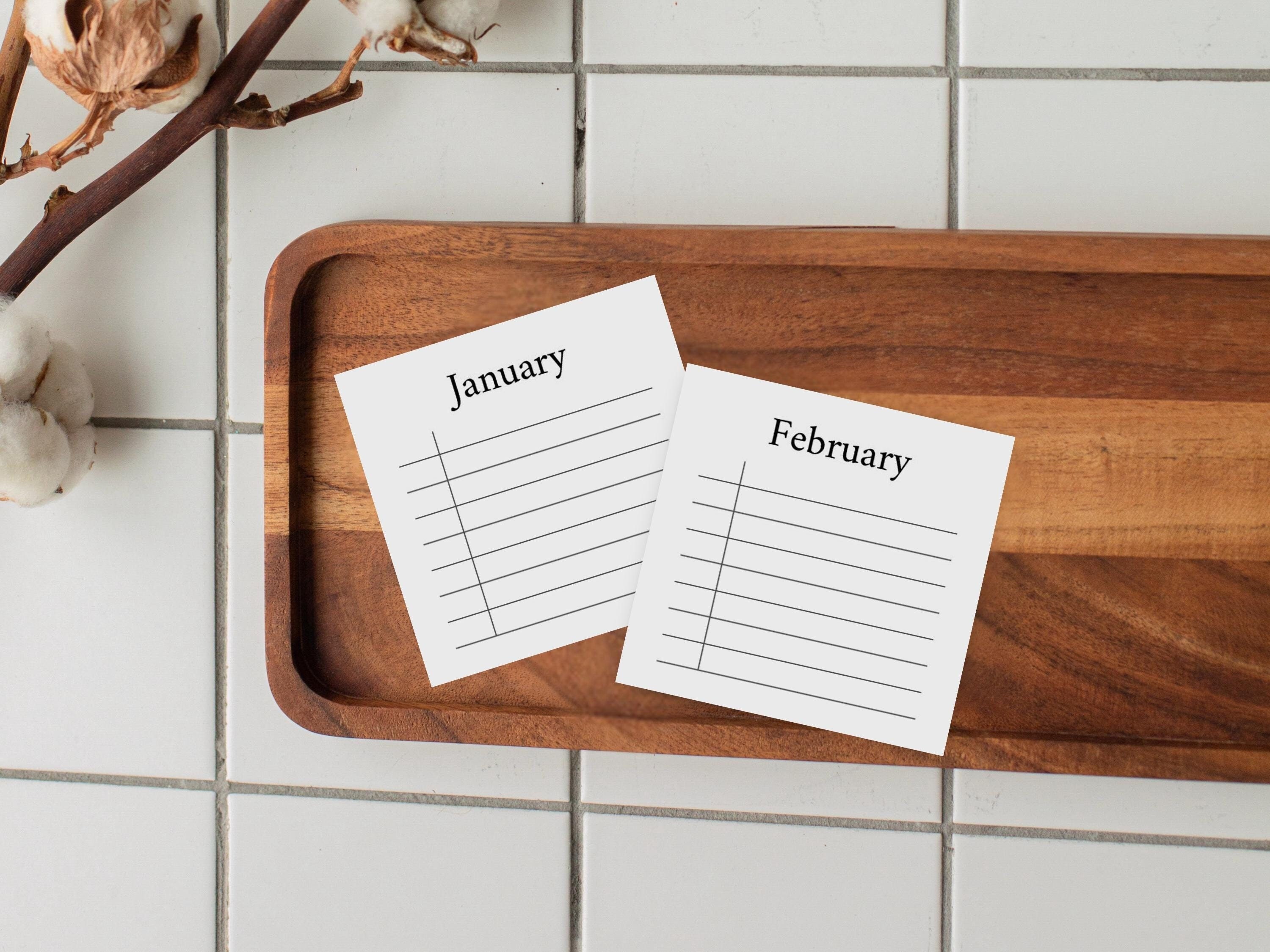 Monthly Date Tracker Cards: Printable Planner Journal (PDF) - Etsy