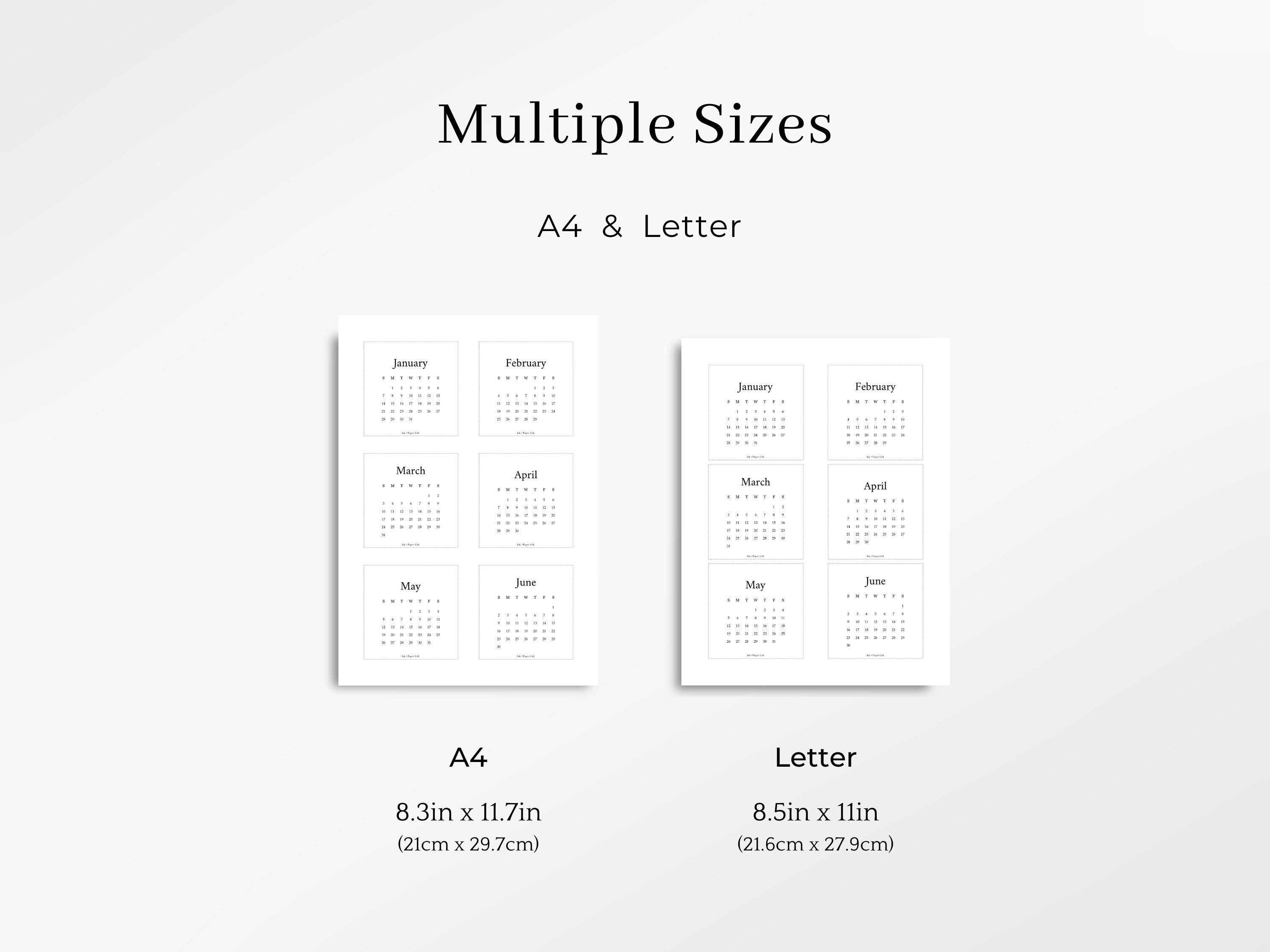 2024 Mini Calendar 3x3, Square Calendar, Monthly Calendar Printable ...