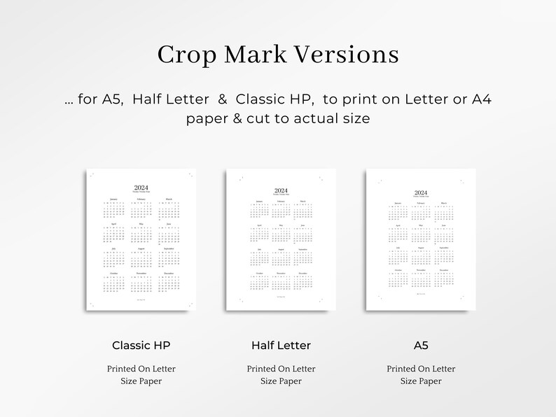 Printable 2024 Year Calendar, Minimalist Year at A Glance, Digital ...