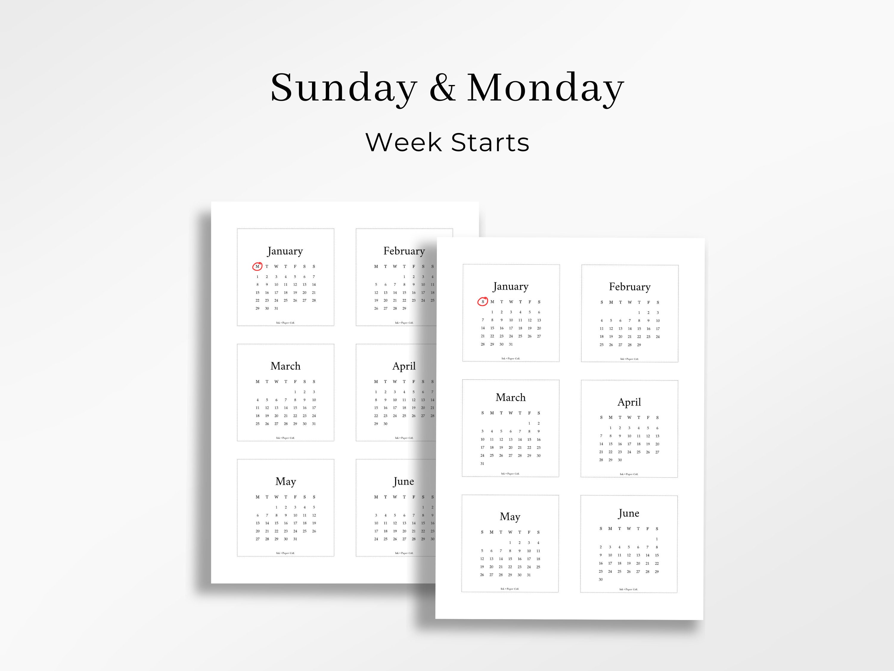 2024 Mini Calendar 3x3, Square Calendar, Monthly Calendar Printable ...