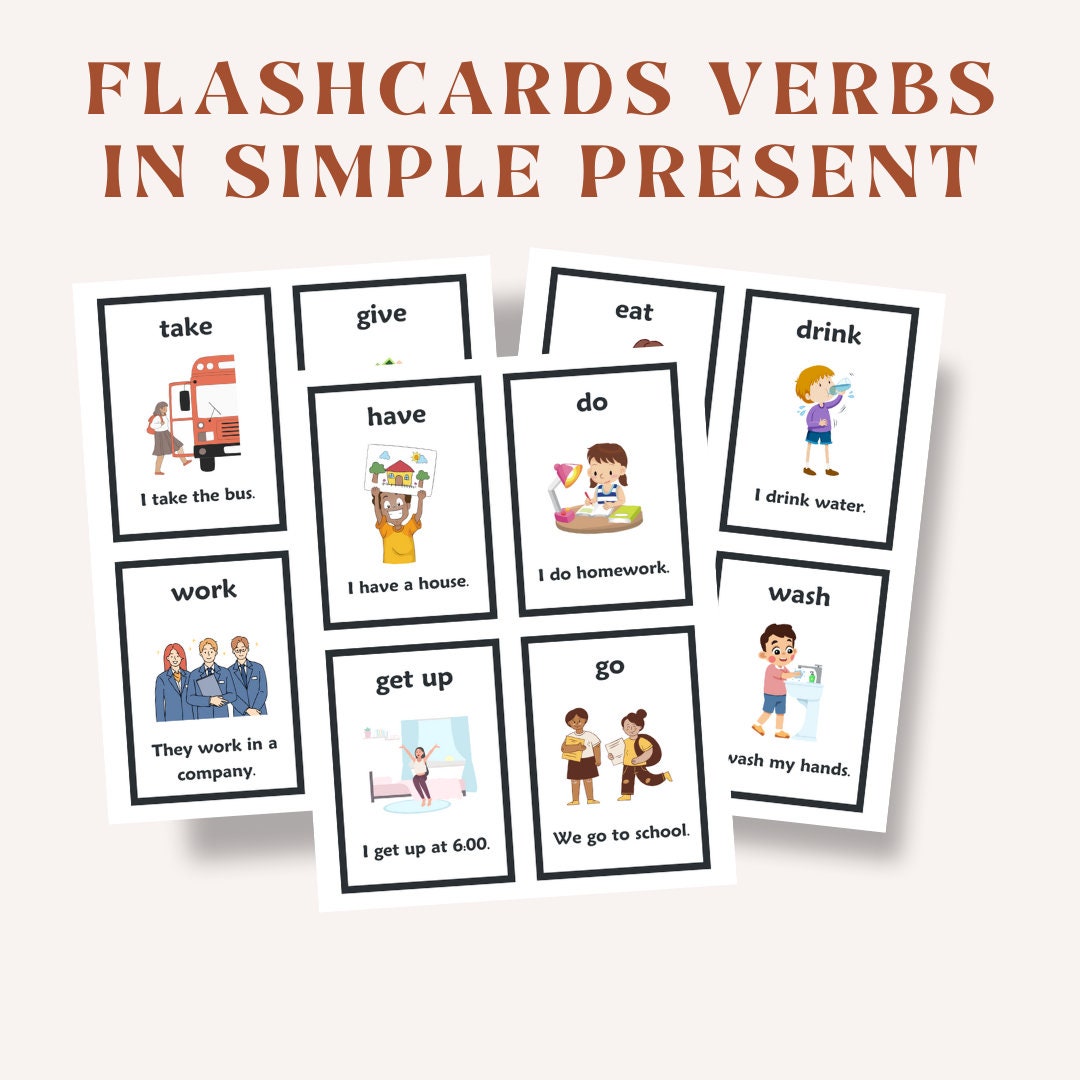 Present Simple Worksheets & Flashcards - Etsy