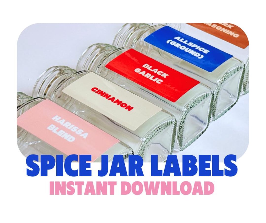 Colorful Spice Jar Labels (digital Download), 15 Colors, Personal Home ...