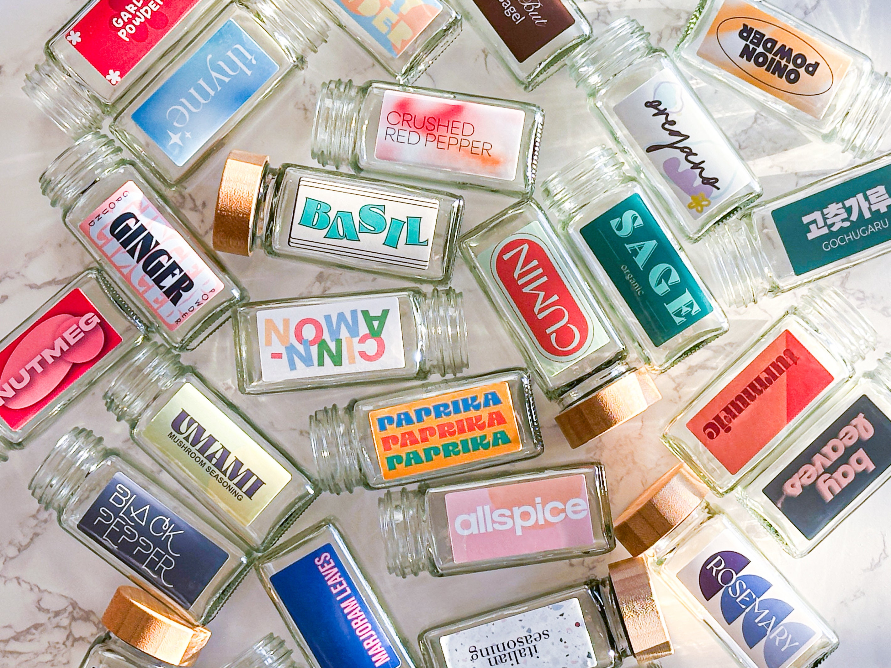 5 Pack Build Your Own Set Spice Labels Aesthetic Home Decor Kitchen ...