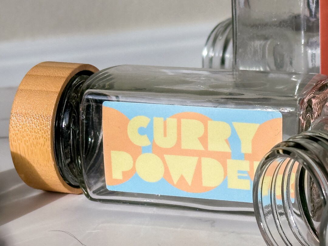 Curry Powder Spice Jar Labels Modern Aesthetic Home Decor Apartment ...