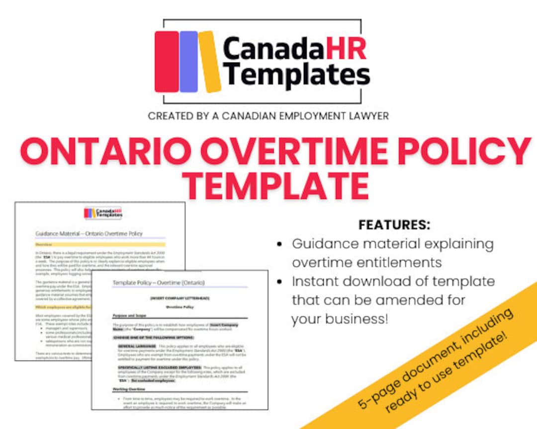 Ontario Overtime Policy Guidance and Template - Lawyer Drafted - Etsy ...