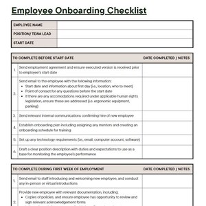 Employee Onboarding Templatenew Employee Checklist HR Template Employee ...