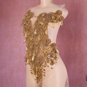 Golden Crystal Diamond Gowns, Bridal Rhinestone Corsage Exquisite ...