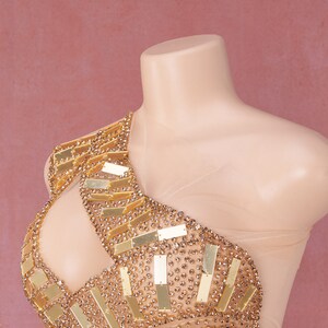 Gold Mirror Bridal Rhinestone Bodice Applique Dress, Shining Crystals ...