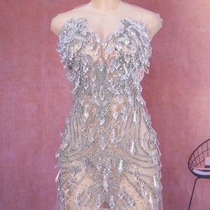 Rhinestone Applique Craft Dressing Attach, Silver Multi Diamante ...