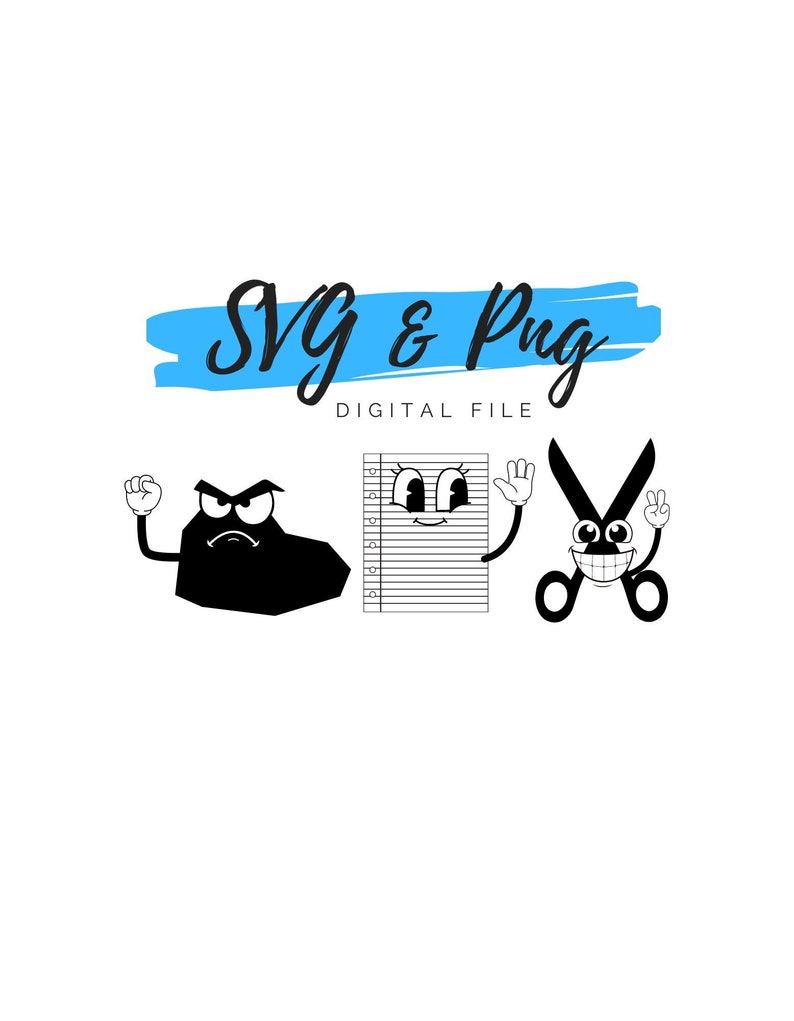 Cartoon Rock Paper Scissors Svg Files for Cricut, Silly Student Gift ...