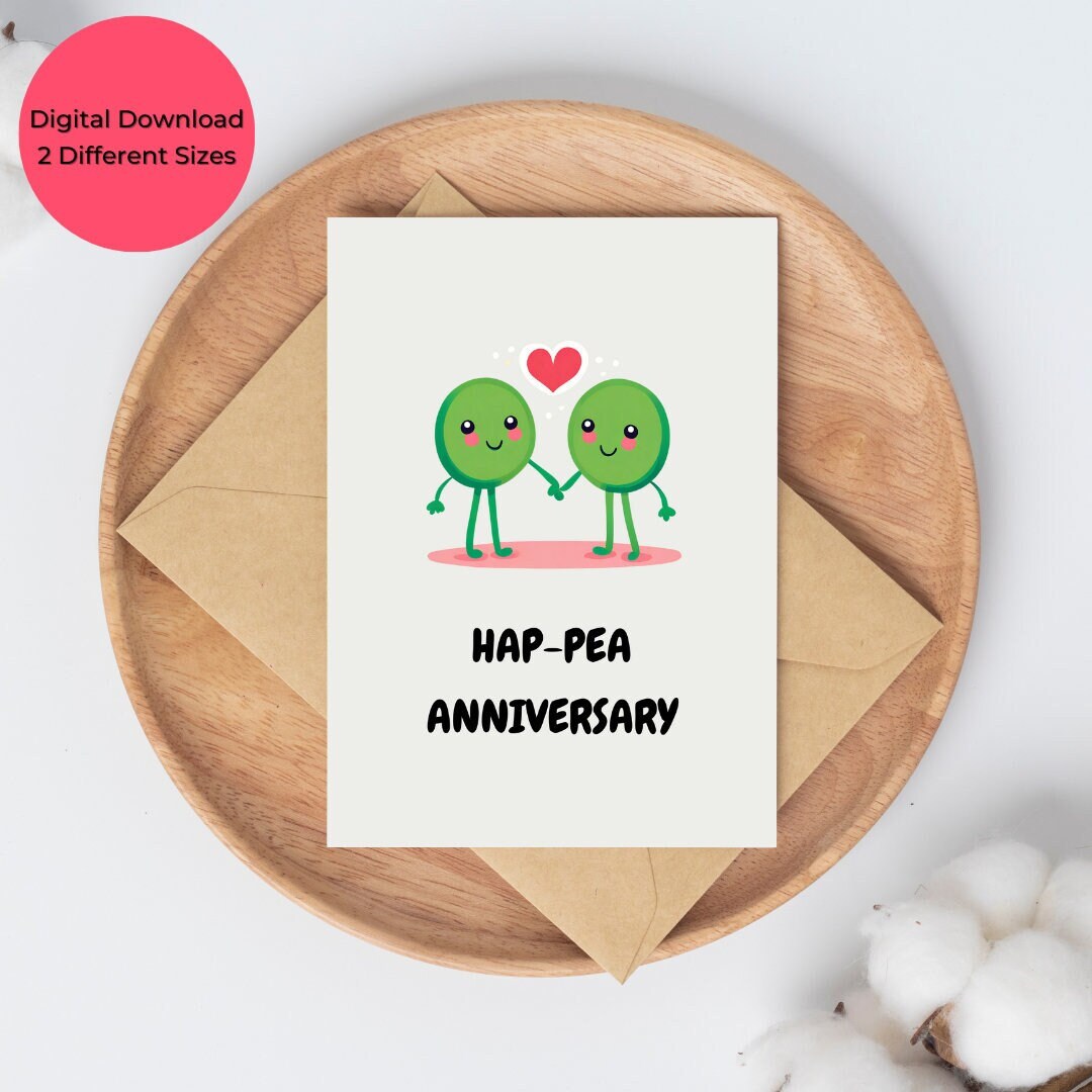 Hap-pea Anniversary Card Instant Download 4x6 & 5x7 Sizes - Etsy