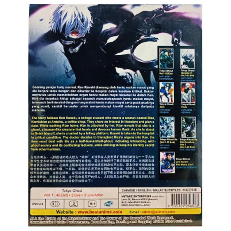 Dvd Tokyo Ghoul Vol.1-49 End+2ova+live Action Movie ENG DUB All Region ...