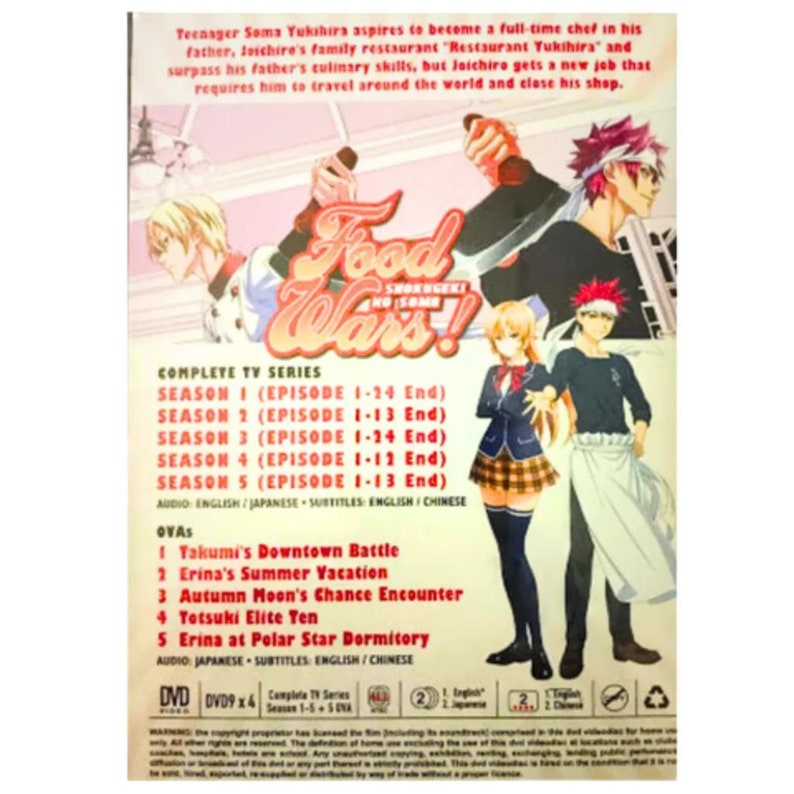 Food Wars! Shokugeki No Soma Season 1-5 Complete Collection Boxset ...
