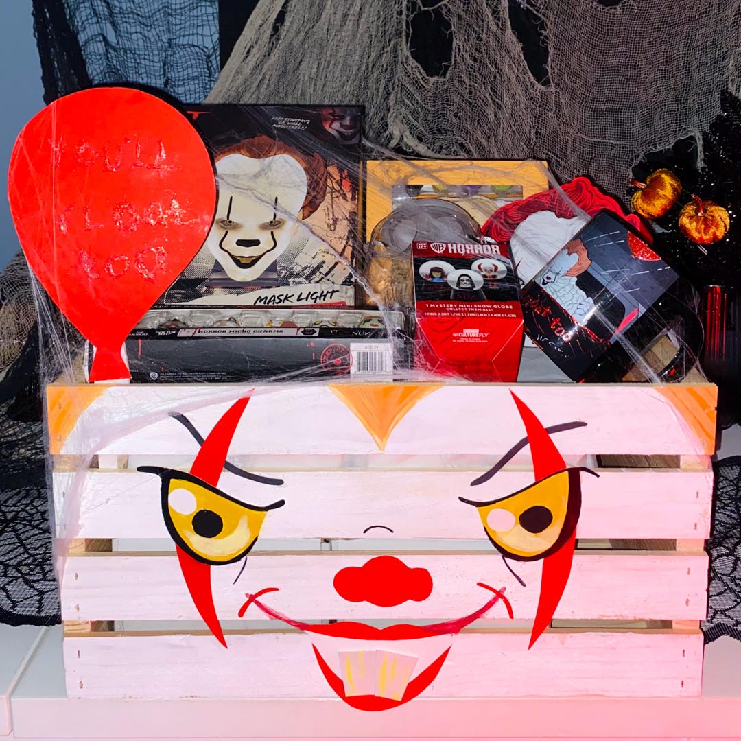 IT Pennywise Halloween Themed Hand Painted Crate Spooky Basket Bundle - Etsy