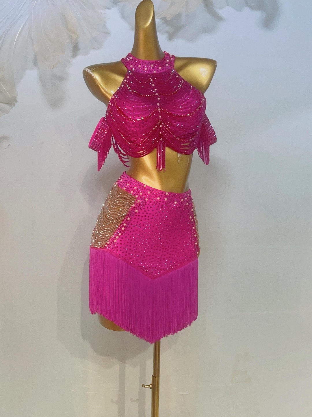 Custom Made Latin Dress 40 Colors Women Fringe Latin Dance Competition ...