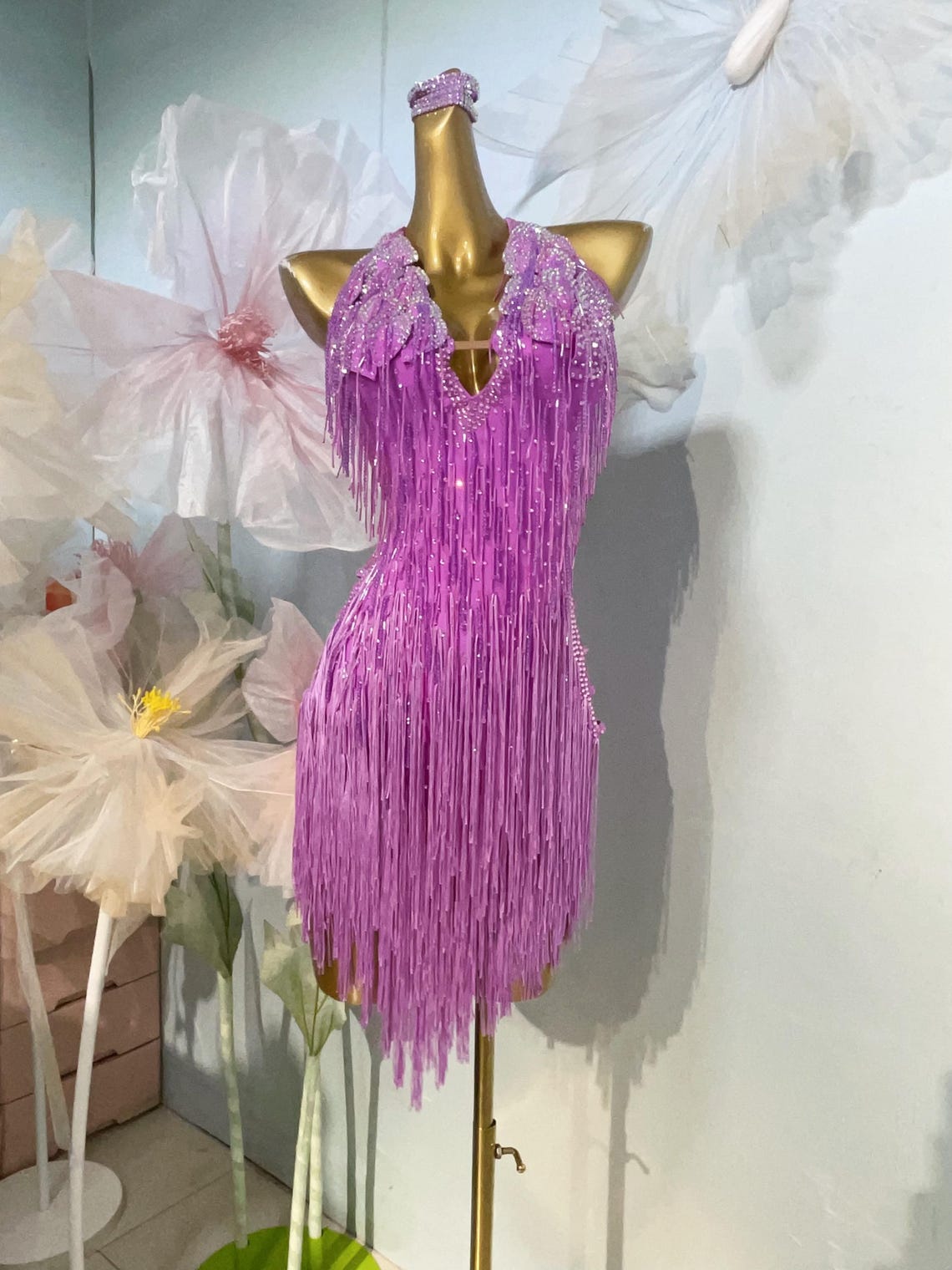 Custom Made Latin Dress 40 Colors Women Girls Fringe Latin Dance ...