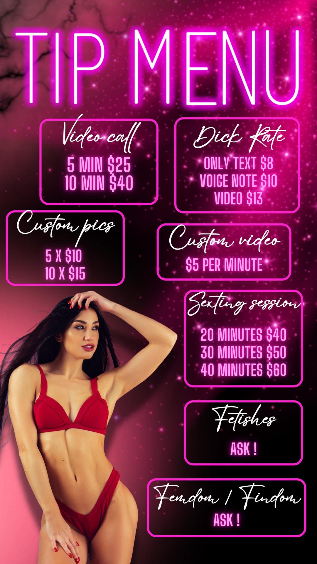 Editable Tip Menu Template in Canva / Custom Tip Menu / Onlyfans Creator Tip Menu / Twitch Tip ...