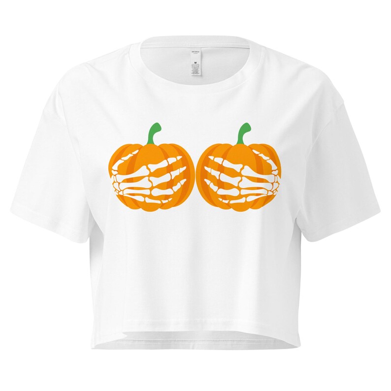 Baddie Halloween Crop Top Skeleton Hands Holding Pumpkins, Halloween ...