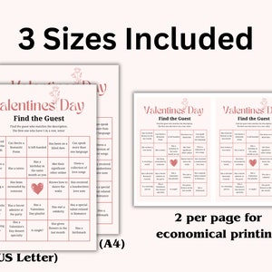 Valentines Day Find the Guest find the Guest Bingo, Conversation ...