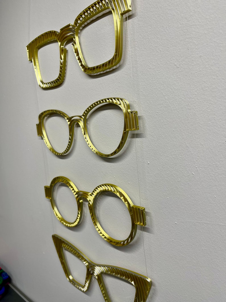 Adjustable Hanging Spiral Glasses Wall Art, Gold/silver 3d Printed ...