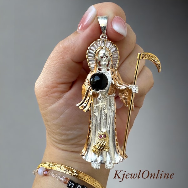 Large Silver Grim Reaper Pendant - Etsy