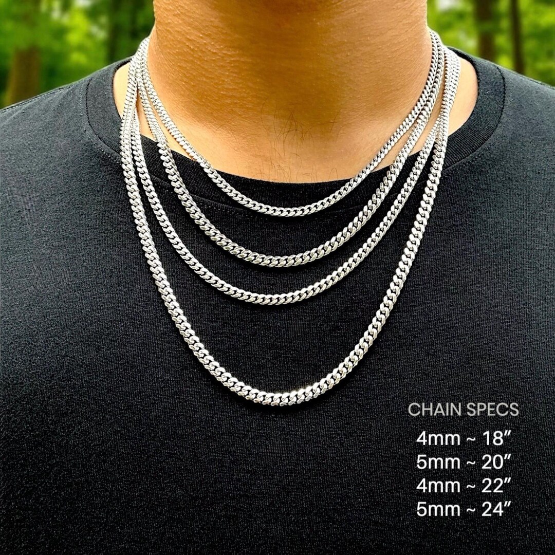 Solid Miami Cuban Link Chain 4mm-5mm | Heavy 925 Italian Sterling ...